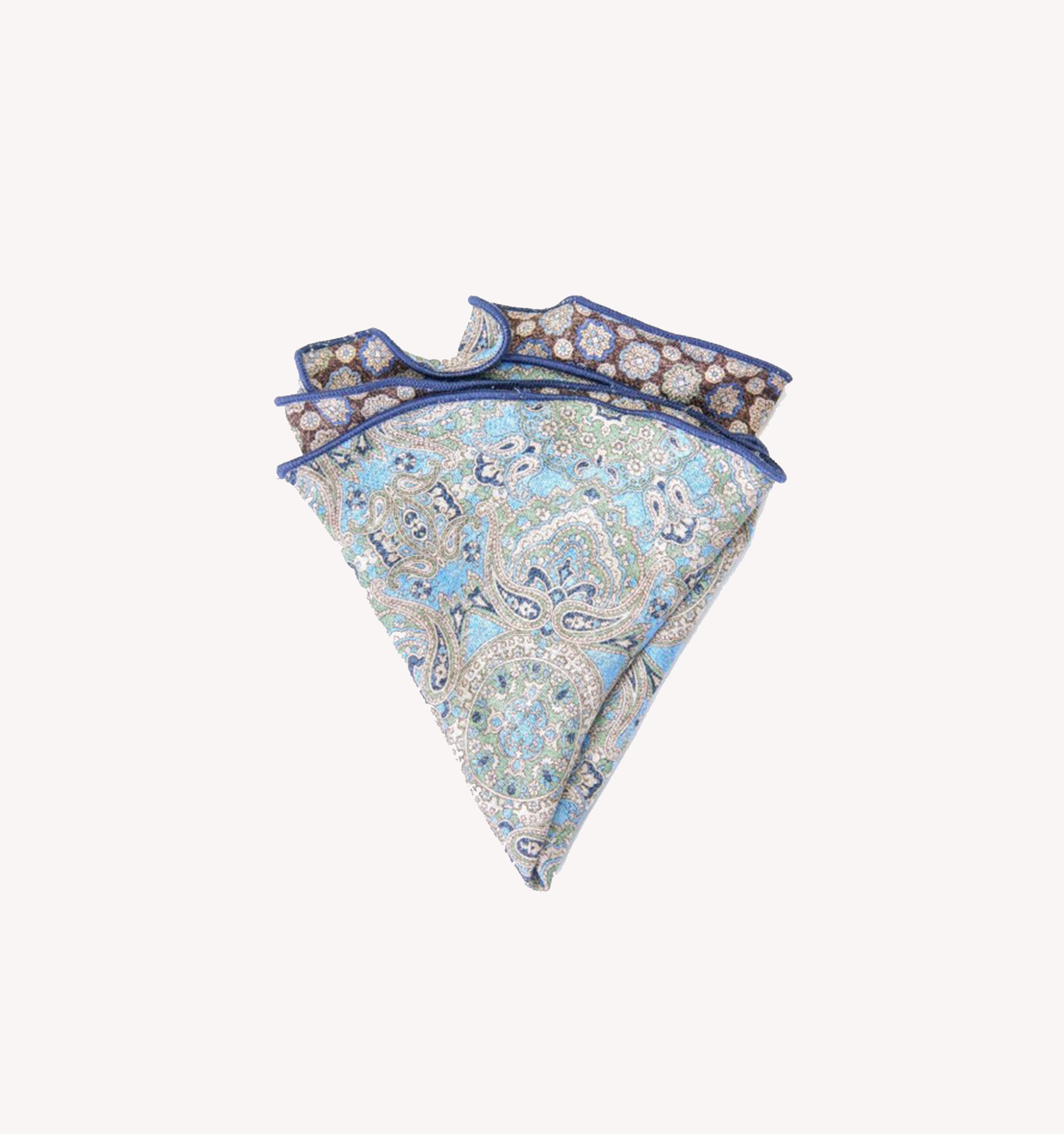 Edward Armah Paisley Reversible Pocket Round in Sky Brown - Taylor ...